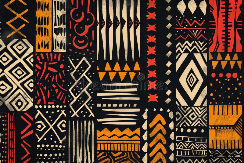 Background with African Patterns and Shapes Black History Month Stock ...