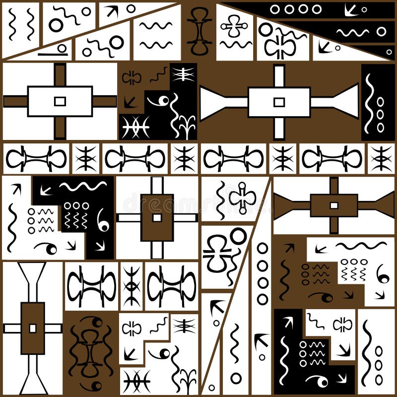 Background with African Symbols Stock Illustration - Illustration of ...