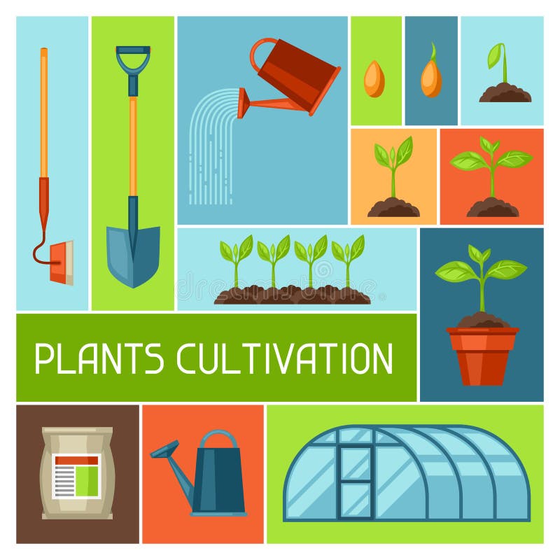 Concept With Agriculture Objects Instruments For Cultivation Plants