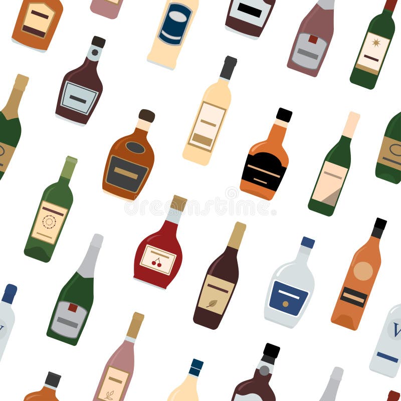 Background of Alcohol Bottles. Stock Vector - Illustration of liquor ...