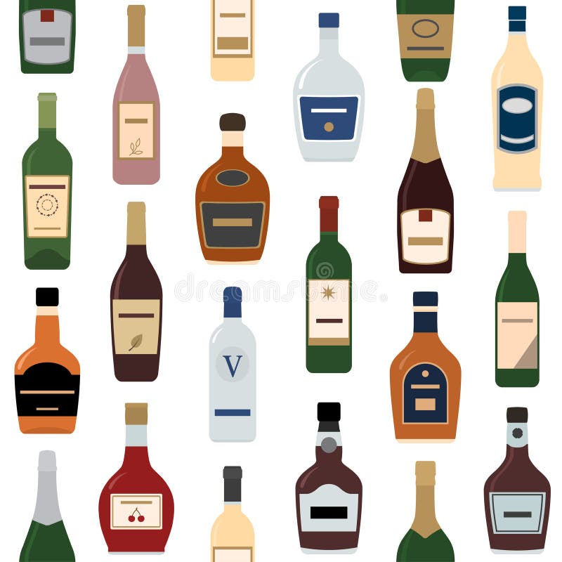 Background of Alcohol Bottles. Stock Vector - Illustration of bottle ...