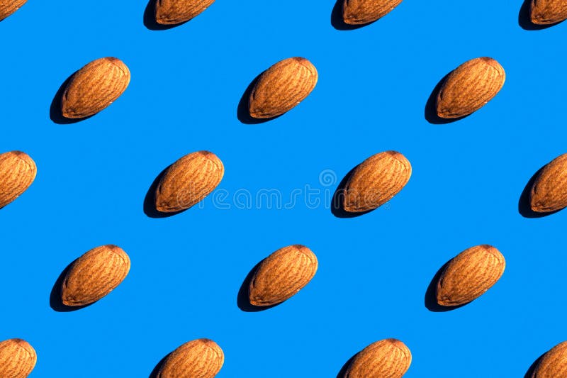 Background from Almonds. Trendy Sunny Pattern of Almonds on a Bright ...