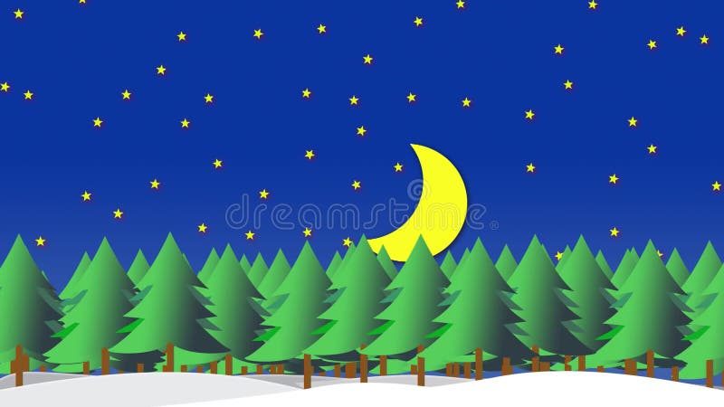 Background Animation of the Crescent Moon Rising in the Coniferous ...