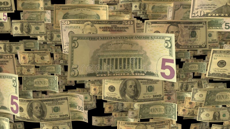 Background Animation with Falling US Dollar Banknotes in Slow Motion ...
