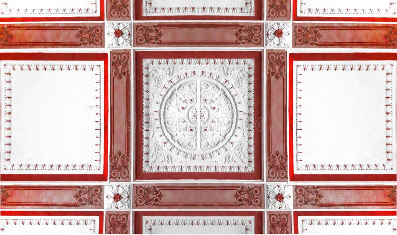 Background of an Antique Red and White Decorated Ceiling. Stock ...