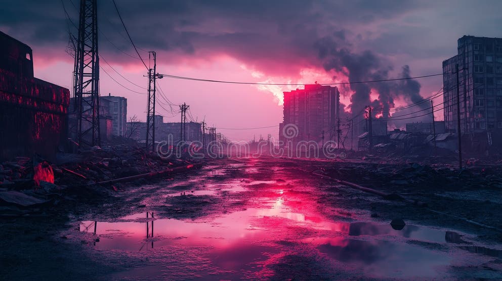 Background of Apocalypse for Wallpaper Stock Image - Image of city ...