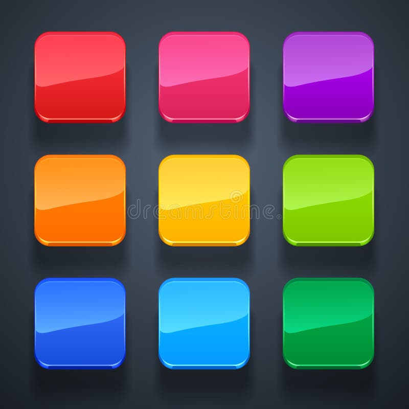 App Icons Background Set. Glossy Web Button Icons Stock Vector ...