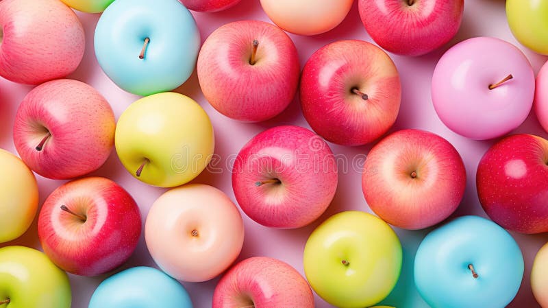 Background of Apples in Pastel Colors Stock Illustration - Illustration ...