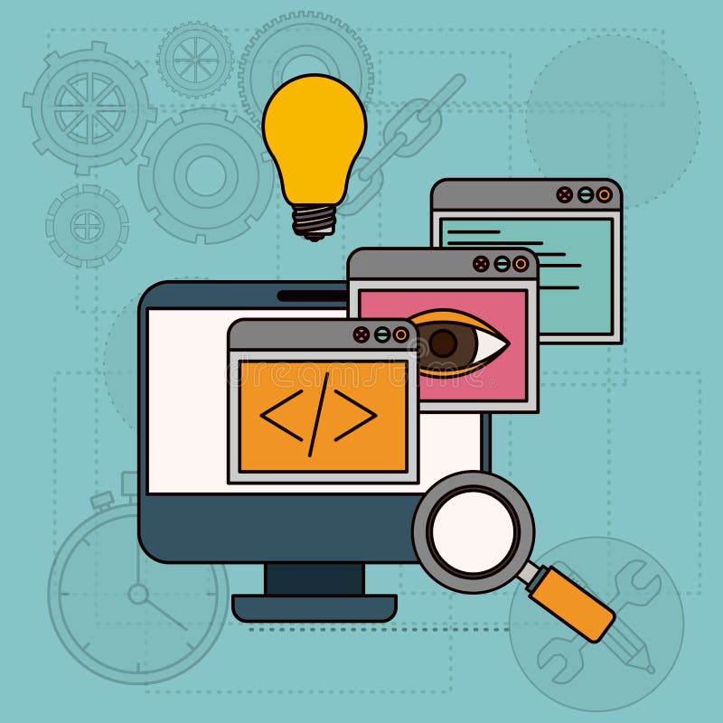 Background with Apps Windows in Development of Ideas in Desktop ...