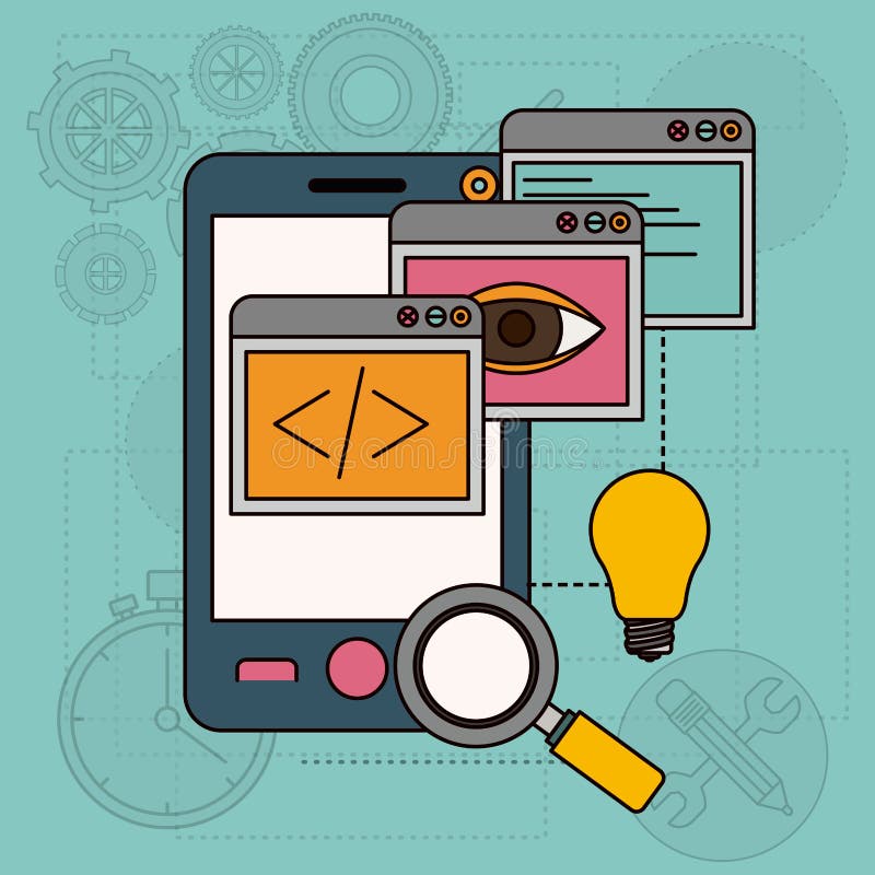 Background with Apps Windows in Development of Ideas in Desktop ...