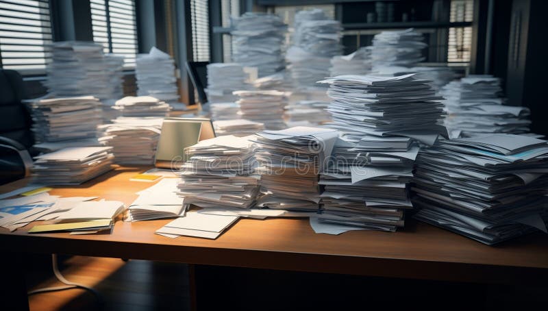 Documents Papers Paperwork Stacks Pile Office Stock Illustration ...