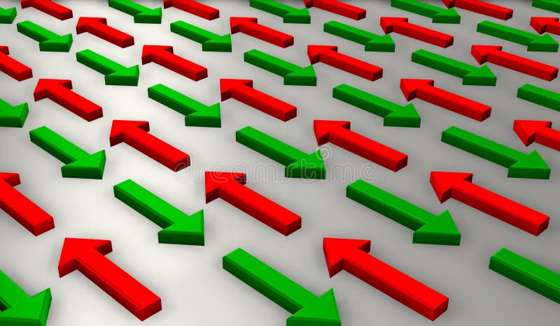 Pattern of Red Arrows in Perspective with Shadows Stock Illustration ...