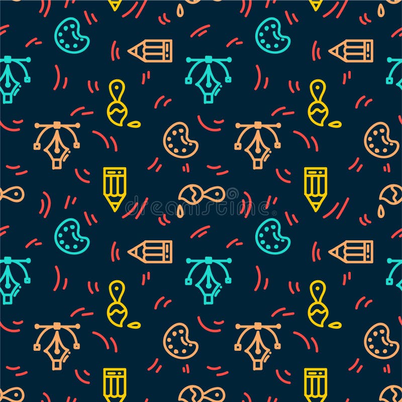 Background of Art Materials for Drawing. Doodle Style Pattern Stock ...