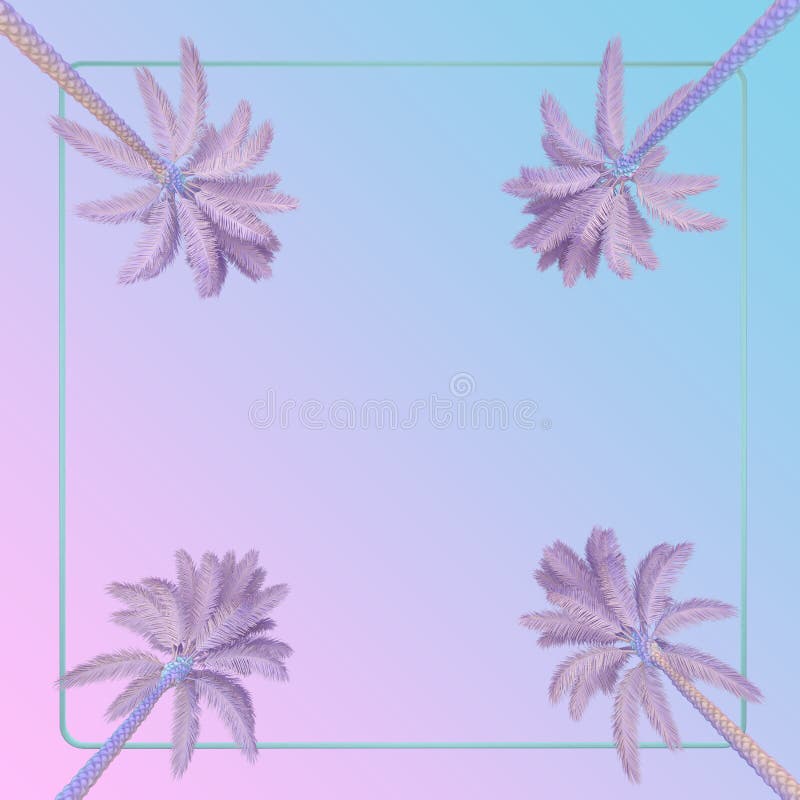 Background Art with Pink Blue Palms Trees Stock Illustration ...