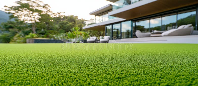 Background is Artificial Turf with a Green Exterior Design. Stock Image ...