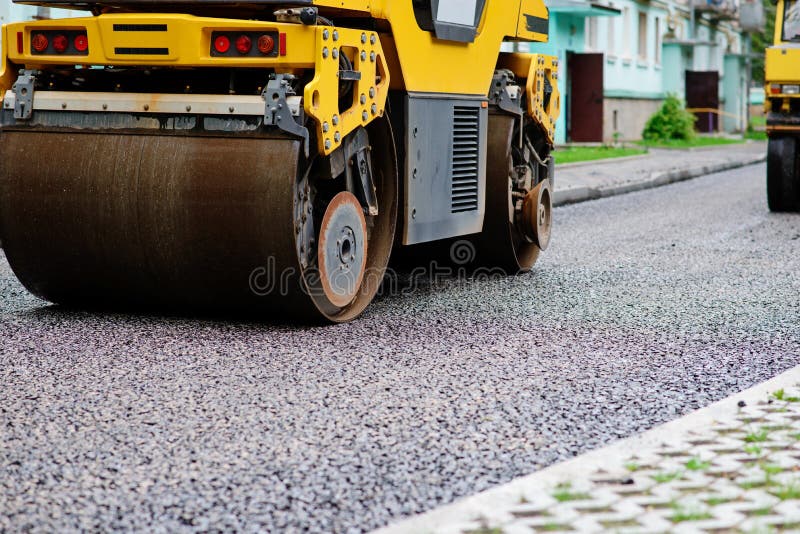 Background of Asphalt Roller that Stack and Press Hot Asphalt. Road ...