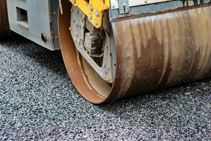 Background of Asphalt Roller that Stack and Press Hot Asphalt. Road ...