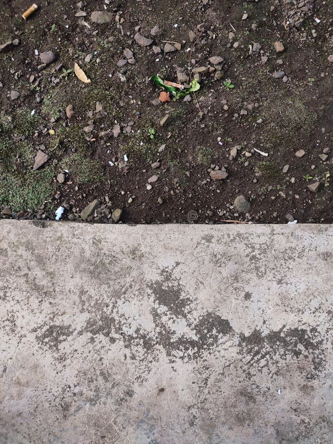 Background of Asphalt and Soil Filled with Moss, Rocks and Pieces of ...