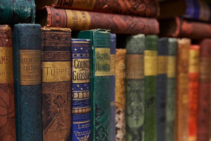 Background Asset Blurred Books on Shelf with Colorful Covers and ...