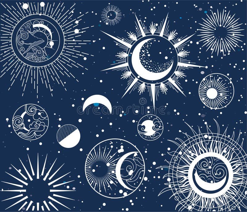 Background Astrological Pattern of the Moon Phases Stock Vector ...