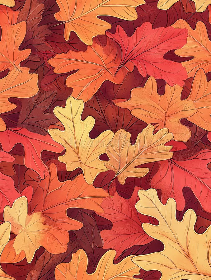 Background Autumn Leaf Pattern Hand Drawn Watercolor Illustration Stock ...