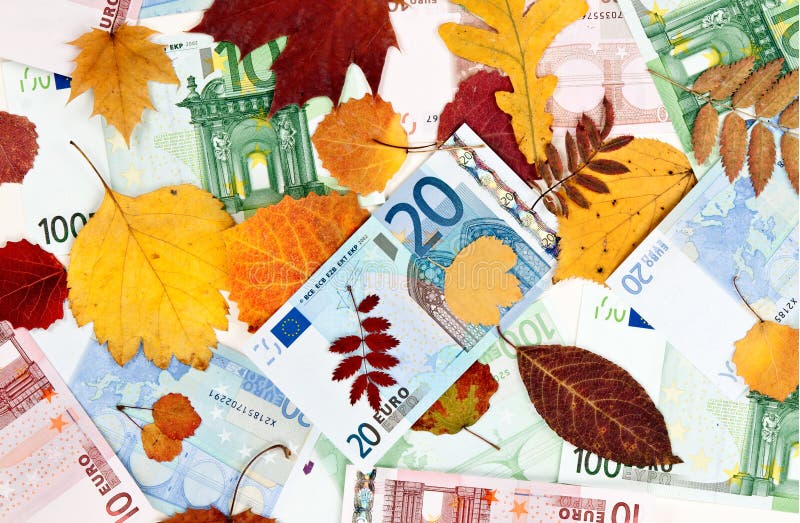 Background from Autumn Leaves and the Euro Stock Image - Image of paper ...