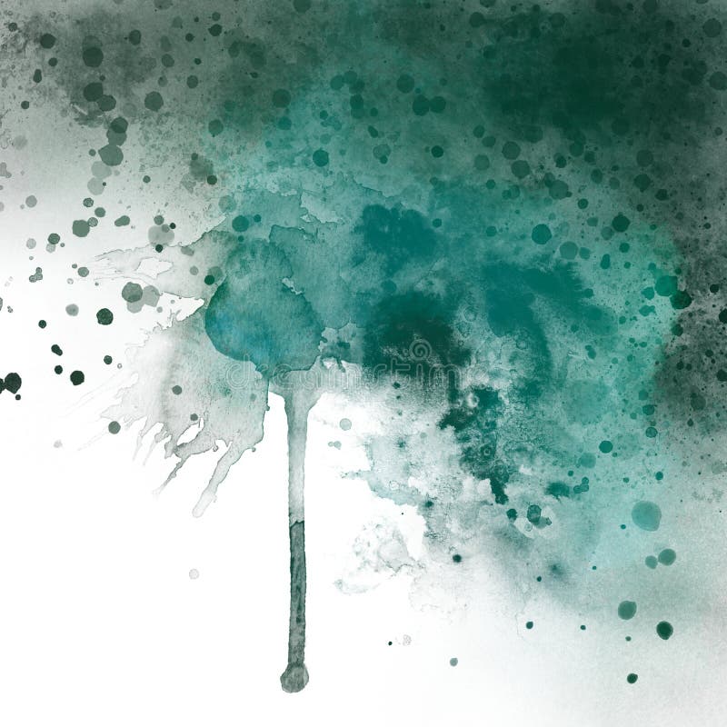 Abstract Watercolour Splatter Drip Background - Green and Teal Stock ...