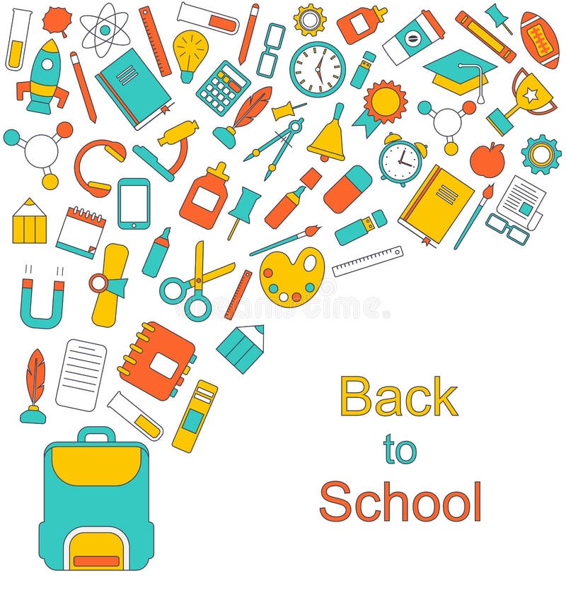 Background for Back To School, Education Simple Colorful Objects Stock ...