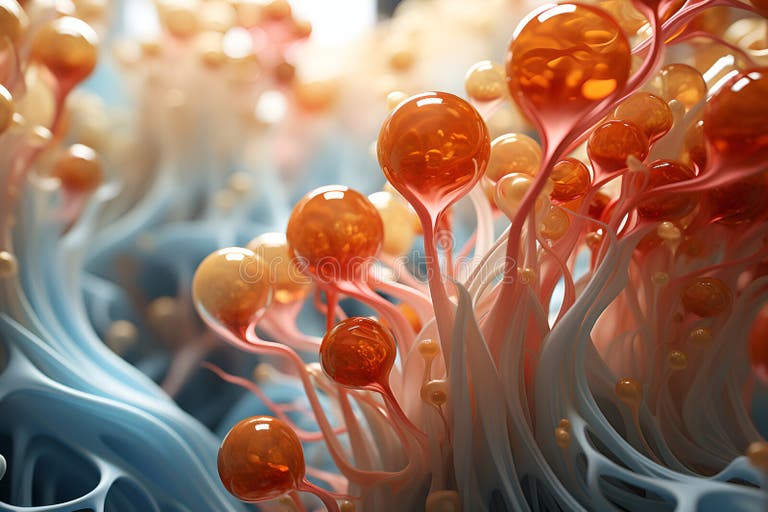 Background with Bacteria. Orange Flu Molecules. Virus Background. the ...