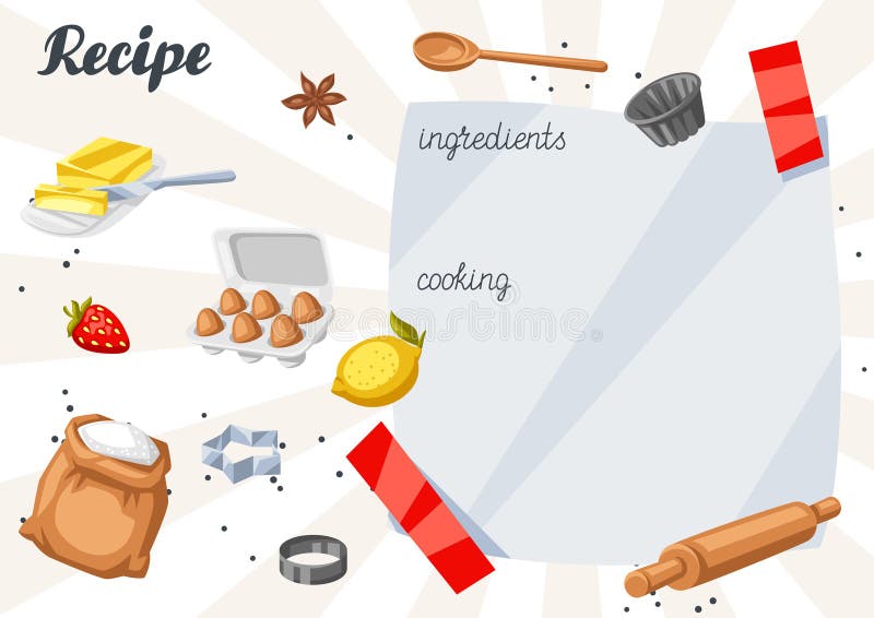 Background with Bakery Utensils. Cooking Tools for Home and Recipe ...