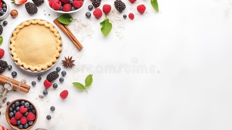 Background for Baking with Ingredients, Fresh Berries, Spices and ...