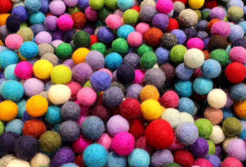 Background of Balls of Carved Felt Wool Stock Image - Image of ...