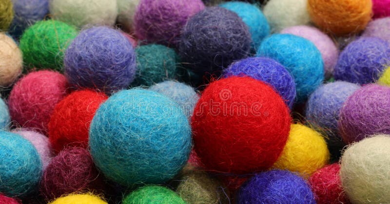 Background of Balls of Carved Felt Wool Stock Image - Image of nepal ...