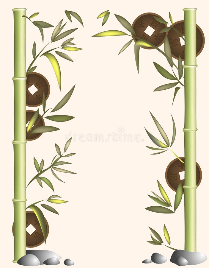 Background of Bamboo and Coins Stock Vector - Illustration of money ...