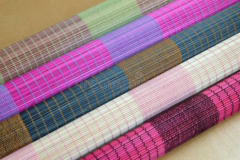 Background of Bamboo Mat Plate, Colorful Pattern, Bamboo Texture, Blank ...