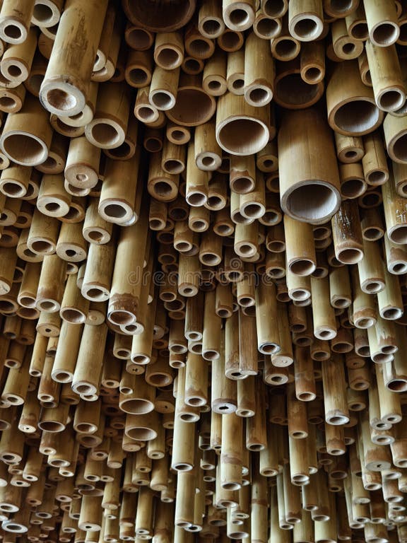 Background of Bamboo Tubes are Arranged in a Stack on Top of One ...