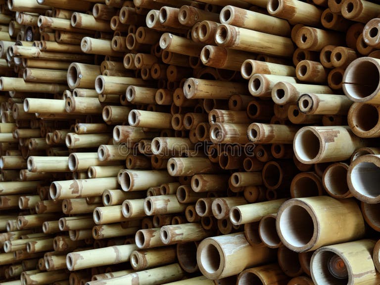 Background of Bamboo Tubes are Arranged in a Stack on Top of One ...