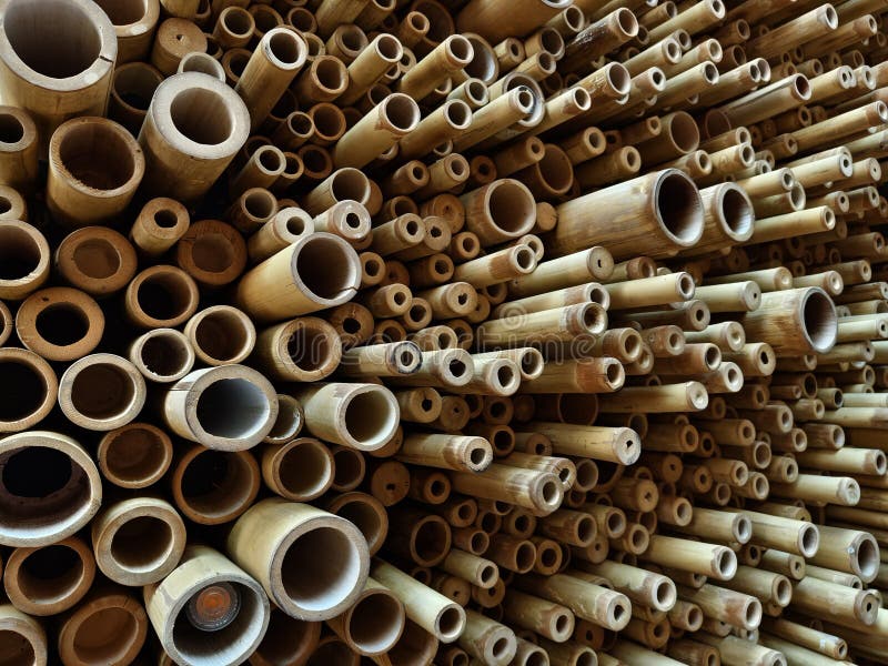 Background of Bamboo Tubes are Arranged in a Stack on Top of One ...