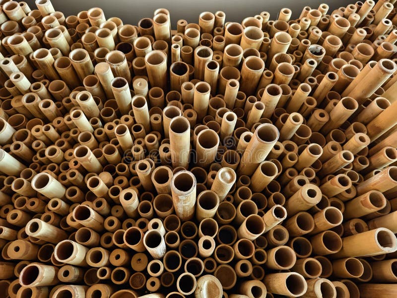 Background of Bamboo Tubes are Arranged in a Stack on Top of One ...