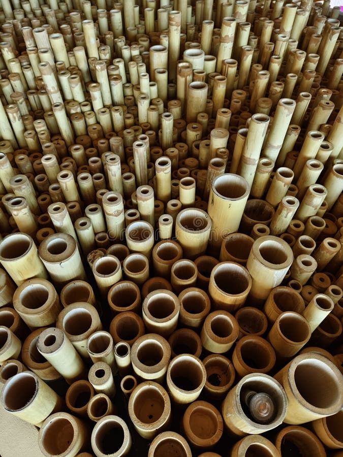 Background of Bamboo Tubes are Arranged in a Stack on Top of One ...