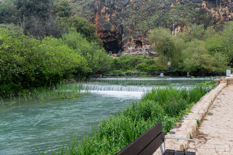 The Banias Spring Source of the Jordan River Stock Image - Image of ...