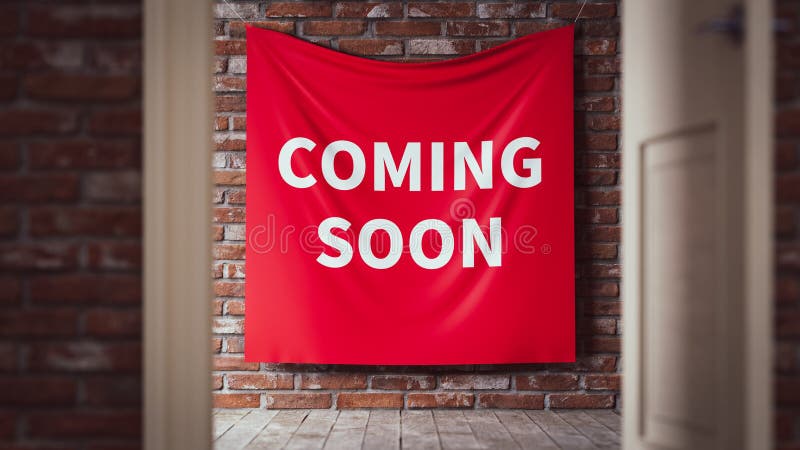 Coming Soon Movie Poster Mockup on Red Wall, 3d Stock Illustration ...