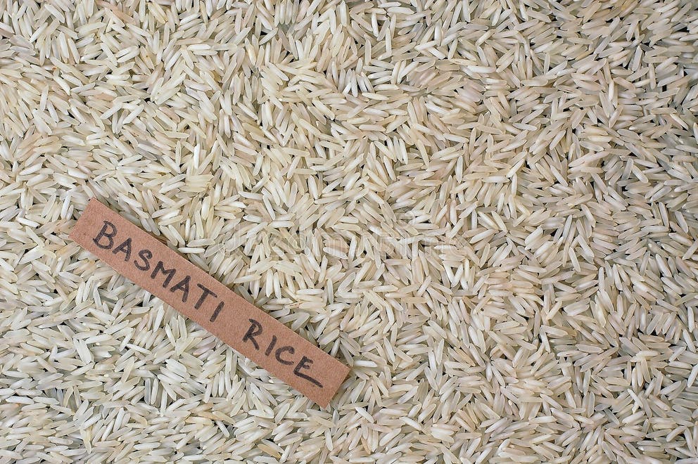 Background from Basmati Rice with the Label Stock Photo - Image of ...