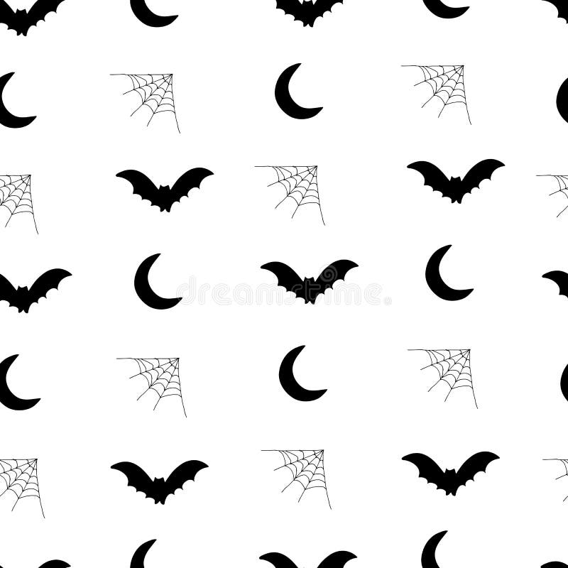 Bat, Web and Moon for Halloween Background Stock Vector - Illustration ...