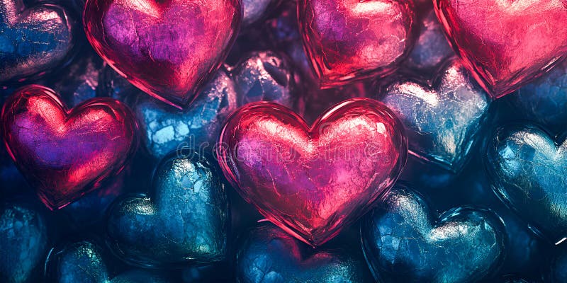 Background of Beautiful Big Red and Blue Hearts. Stock Illustration ...