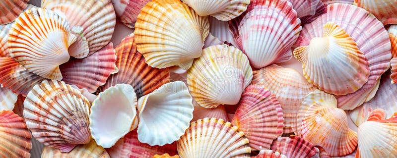 Different Shells in Beige and Pink Colors Stock Illustration ...