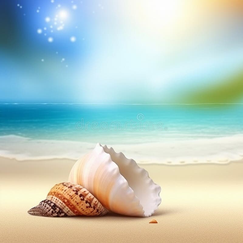 Background with a Beautiful Shell on the Beach Stock Illustration ...