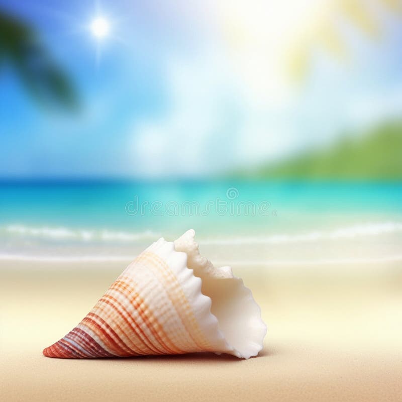 Background with a Beautiful Shell on the Beach Stock Illustration ...