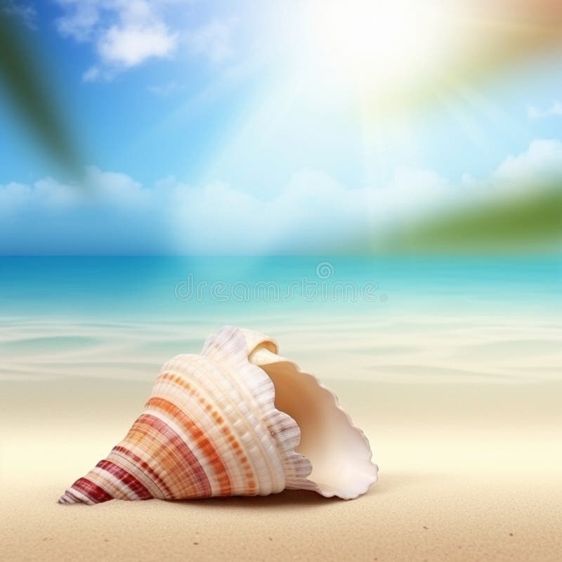 Background with a Beautiful Shell on the Beach Stock Illustration ...