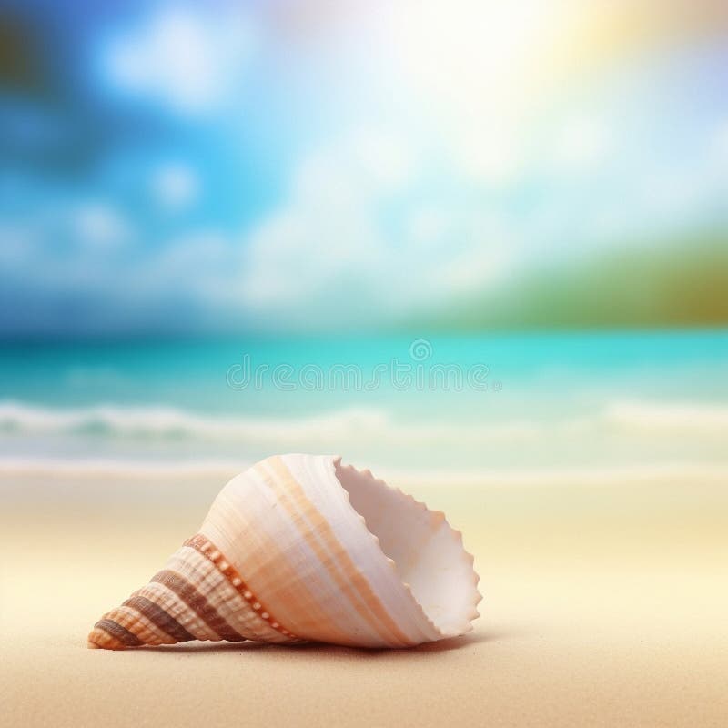 Background with a Beautiful Shell on the Beach Stock Illustration ...